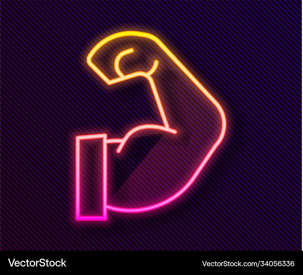 Glowing neon line bodybuilder showing his muscles Vector Image