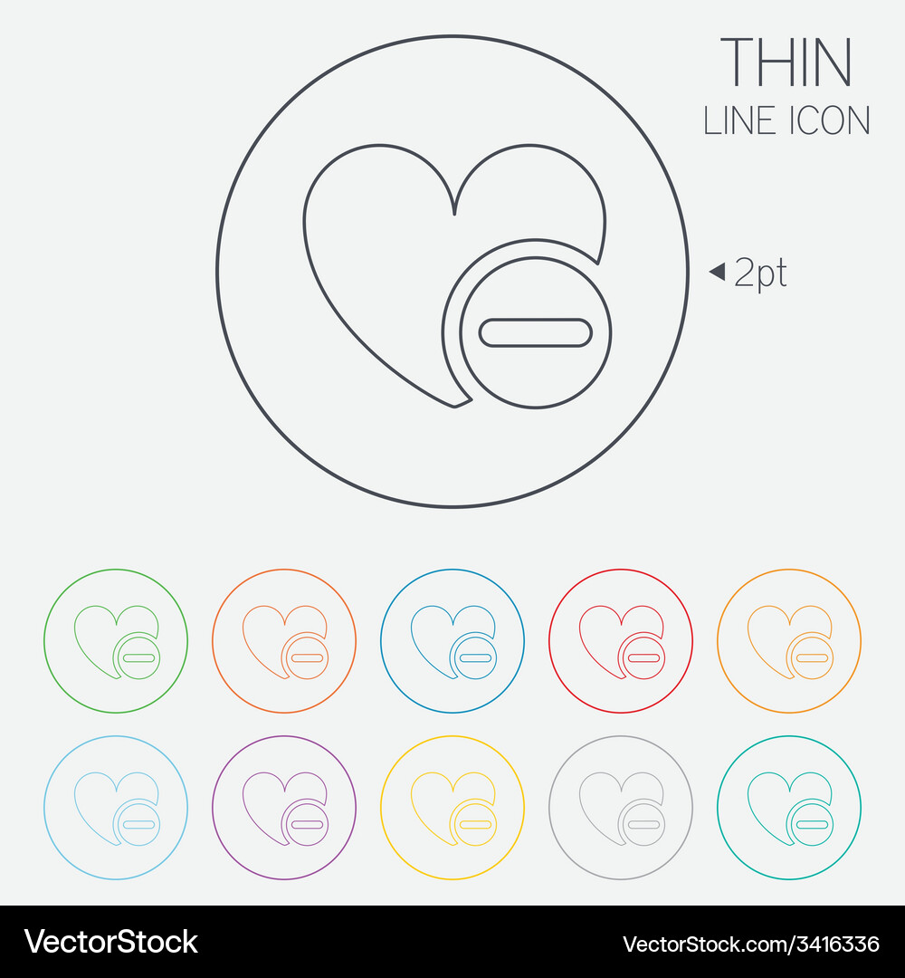 Heart sign icon remove lover symbol Royalty Free Vector