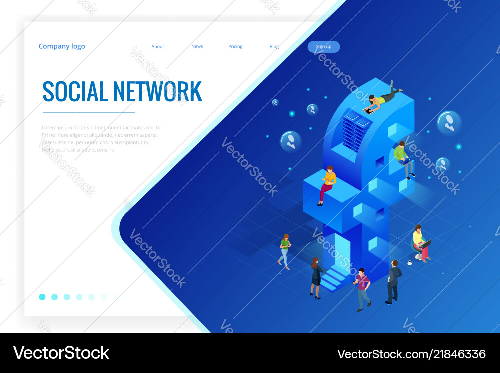 Isometric social media or social network concept Vector Image