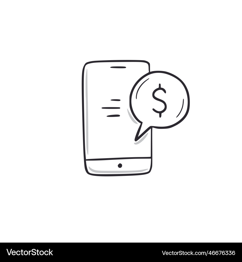 Phone money message doodle salary notification Vector Image