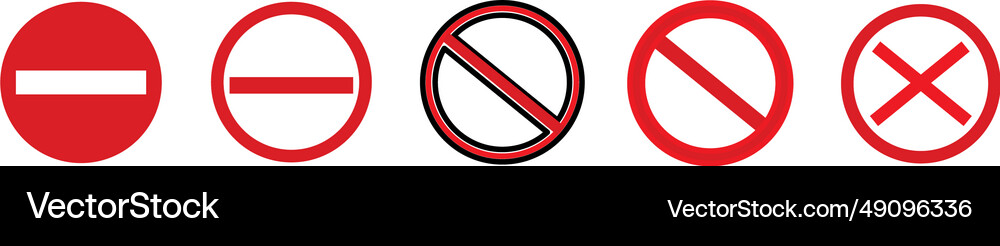 Prohibition sign set red stop signs Royalty Free Vector