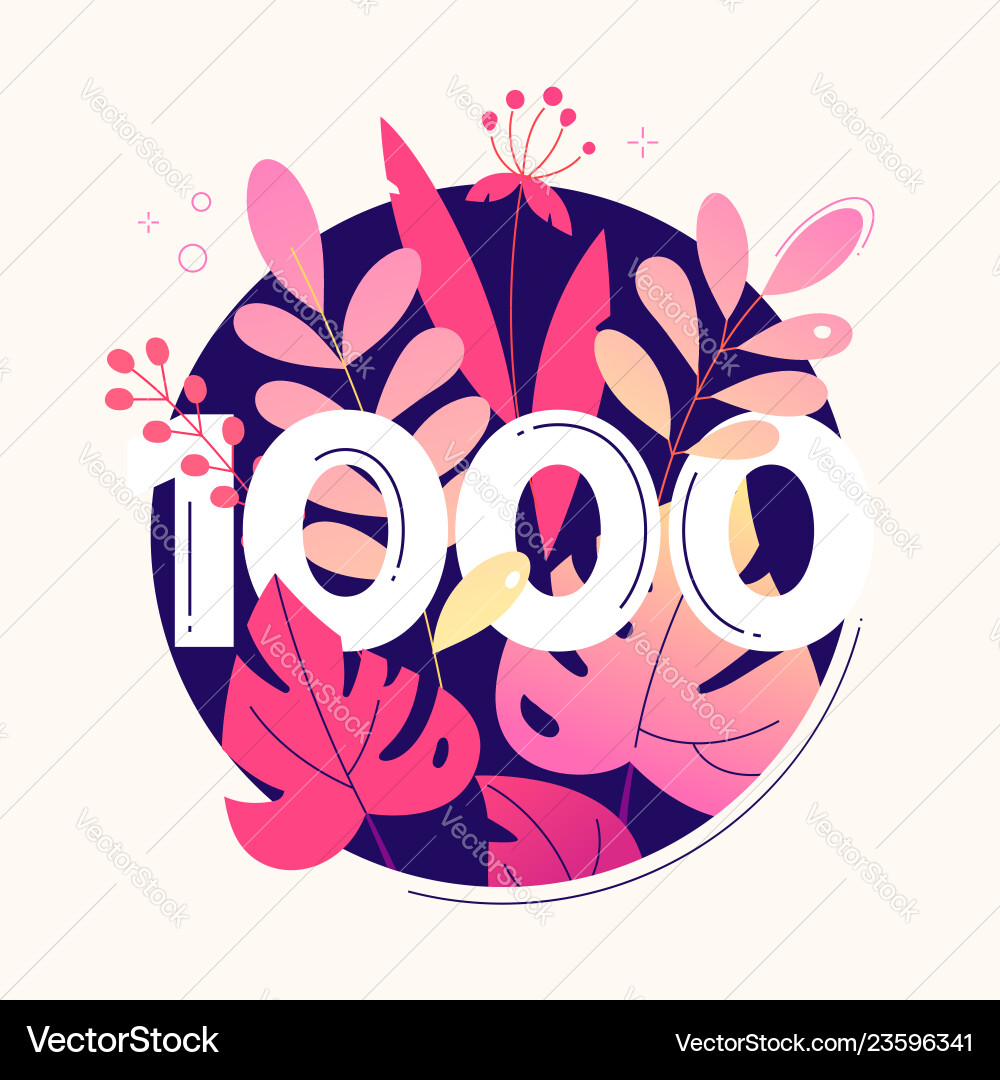 1000 followers banner - modern flat design style Vector Image