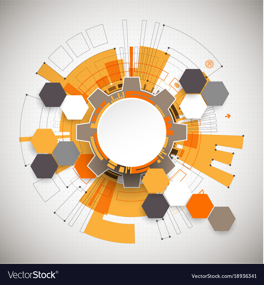 Abstract Orange Colored Technological Background Vector Image