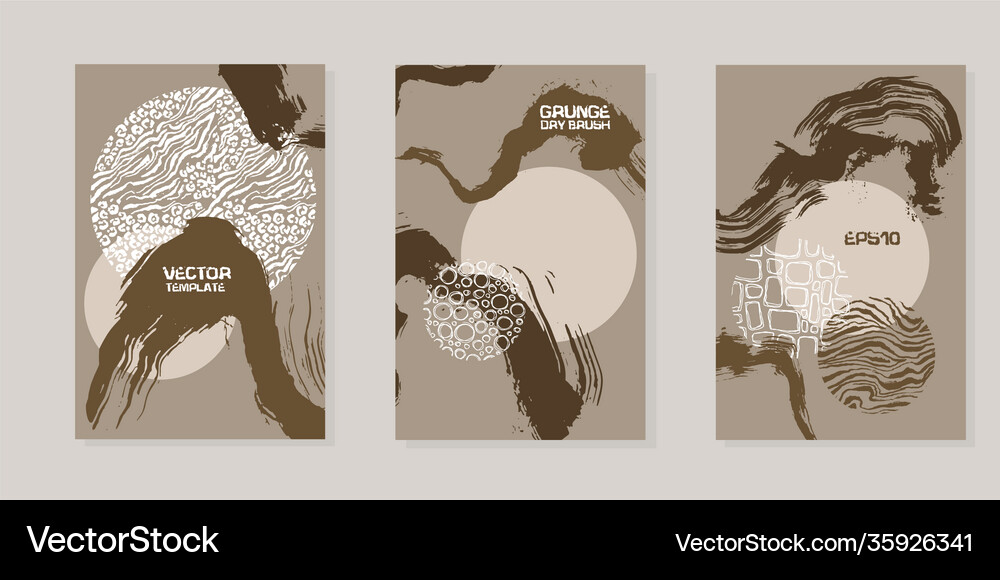 Handdrawn beige templates for design grunge brush Vector Image
