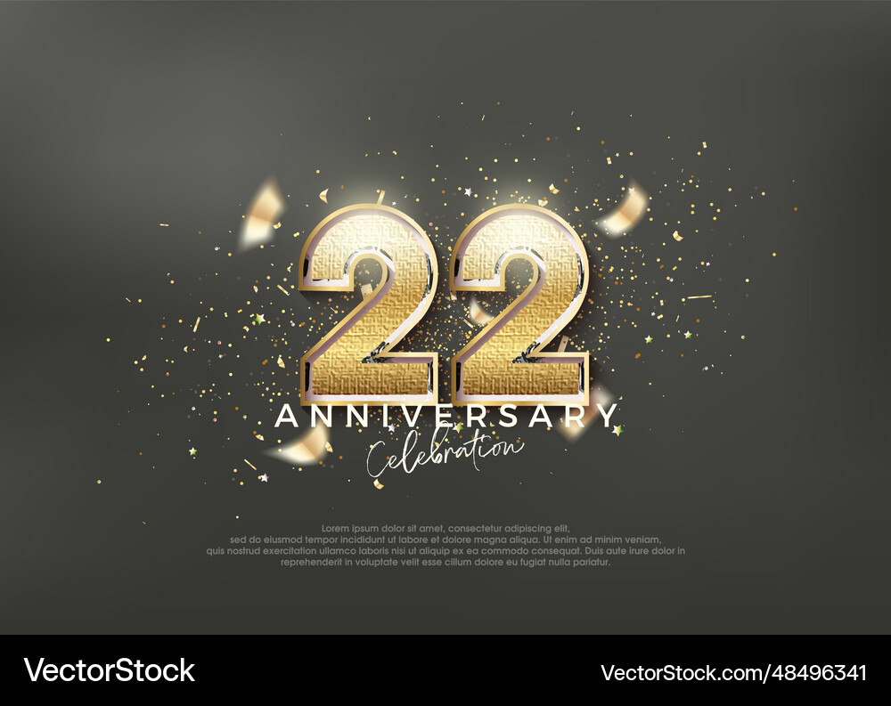 Luxurious and elegant number 22nd premium design Vector Image