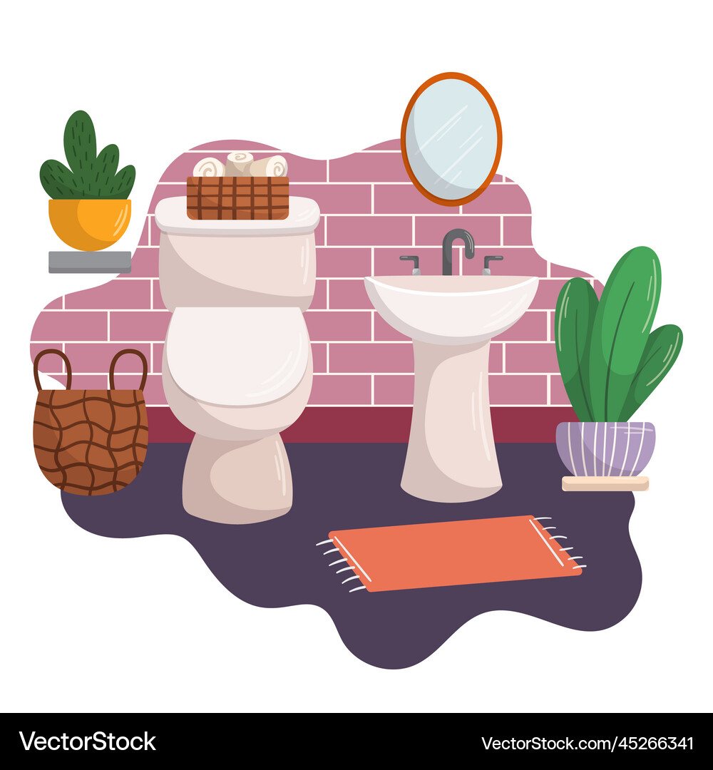 Modern bathroom interior design toilet bowl Vector Image