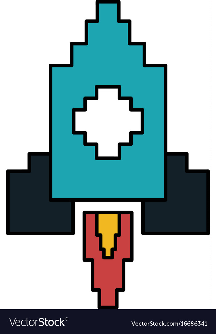 Pixel rocket icon image Royalty Free Vector Image