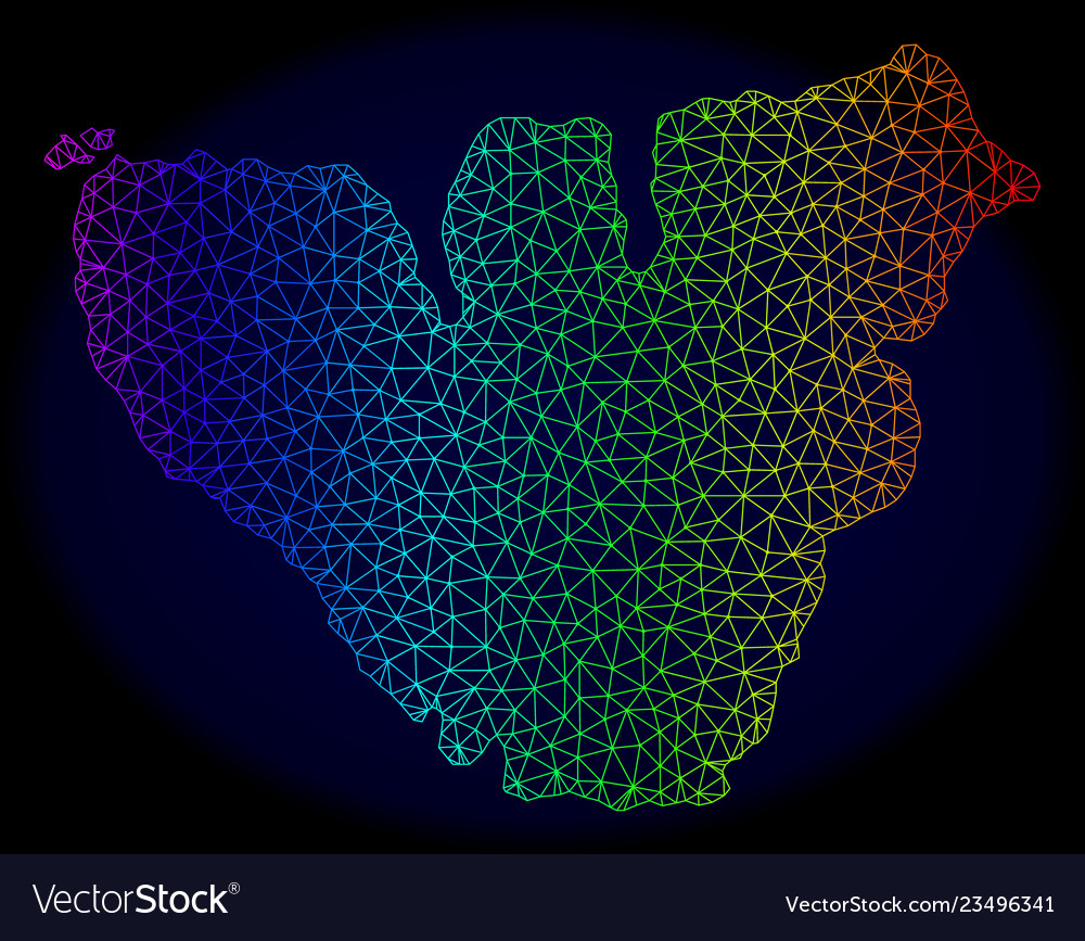 Polygonal network rainbow mesh map Royalty Free Vector Image