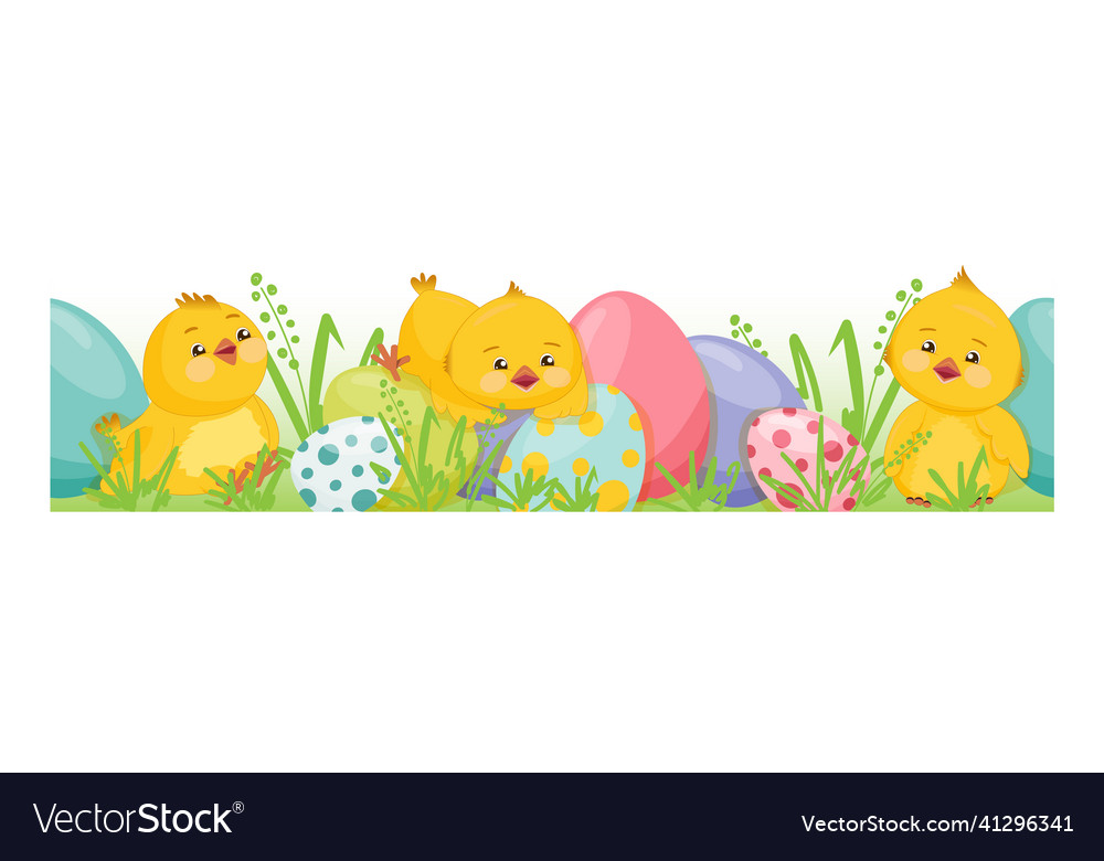 Seamless border pattern with cute funny Royalty Free Vector