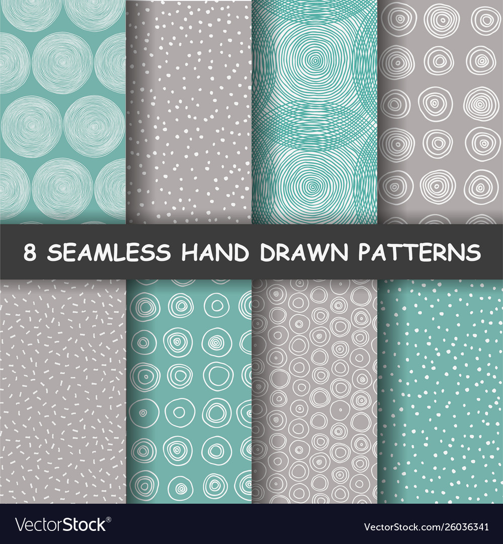 Seamless hand drawn patterns Royalty Free Vector Image