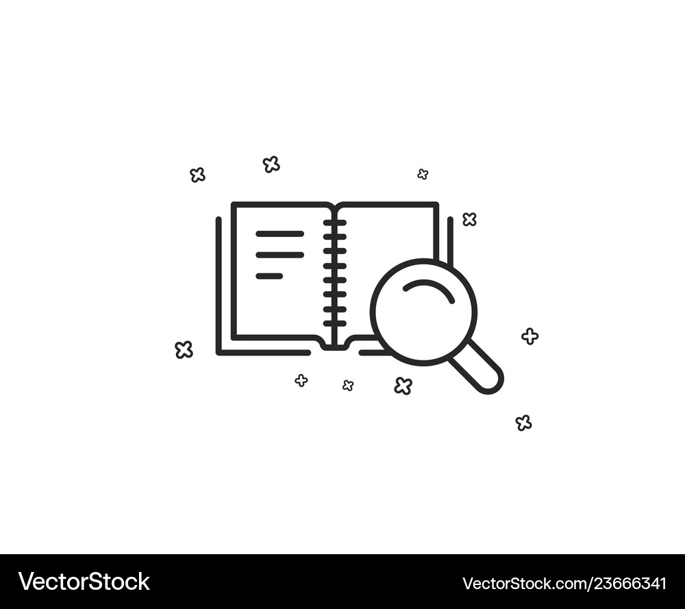 Search in book line icon education symbol Vector Image