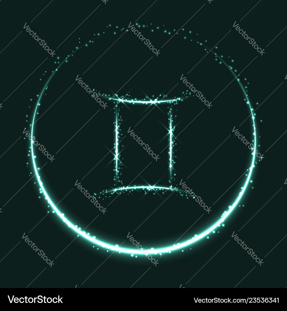 Shiny astrological symbol of gemini Royalty Free Vector