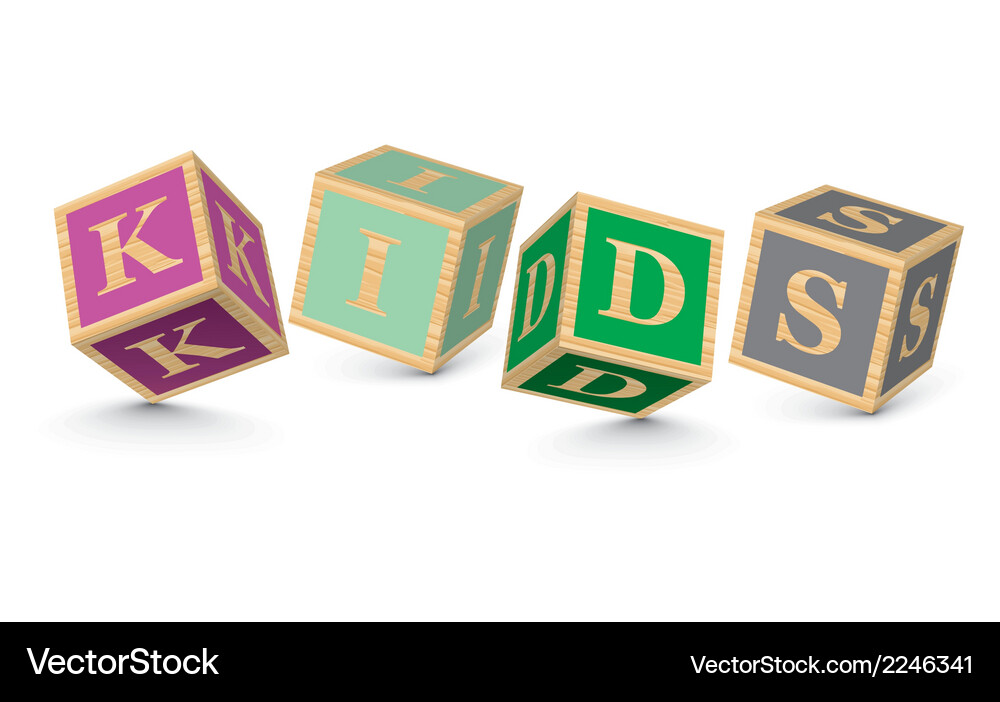 Word KIDS written with alphabet blocks Royalty Free Vector