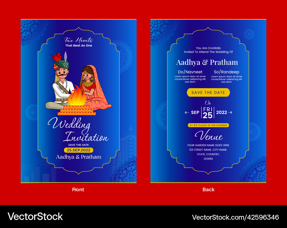 Beautiful indian wedding invitation card Vector Image