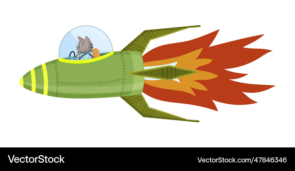 Cat astronaut having space exploration via green Vector Image