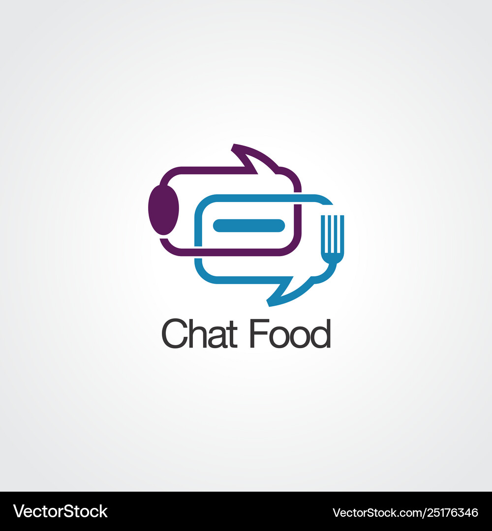 Chat bubble food logo icon element and template Vector Image