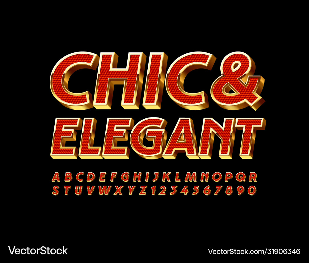 Chic and elegant 3d font luxury alphabet l Vector Image