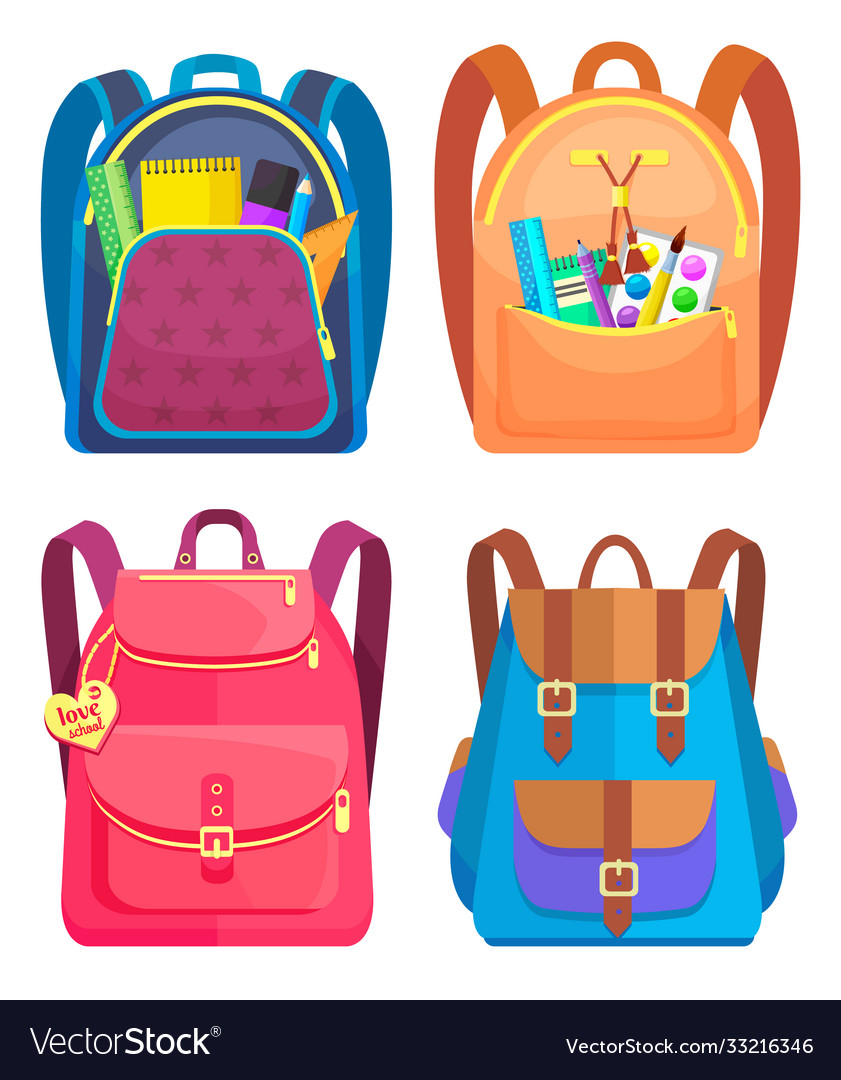 Colored school backpack back Royalty Free Vector Image