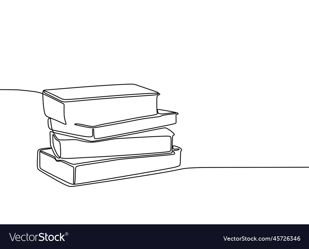 Continuous line drawing of book education theme Vector Image