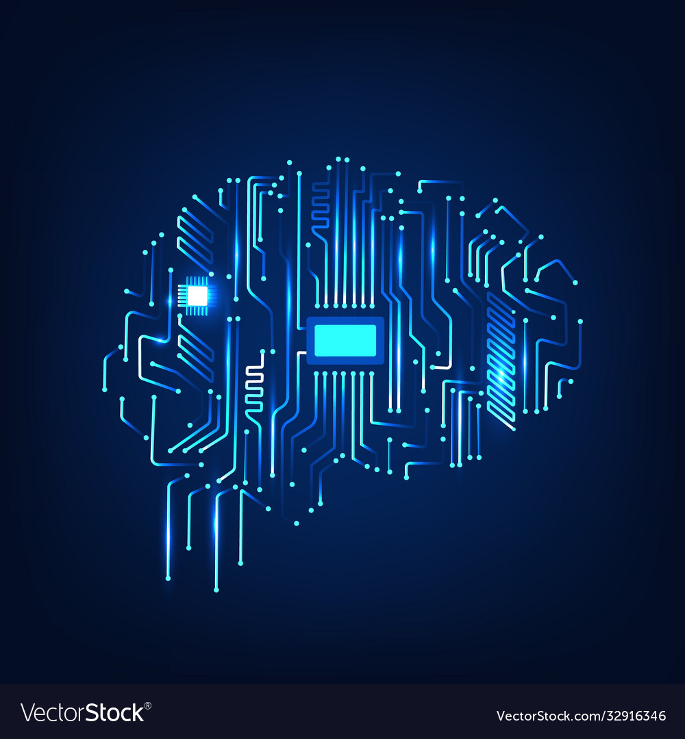 Digital human brain with computer circuit board Vector Image