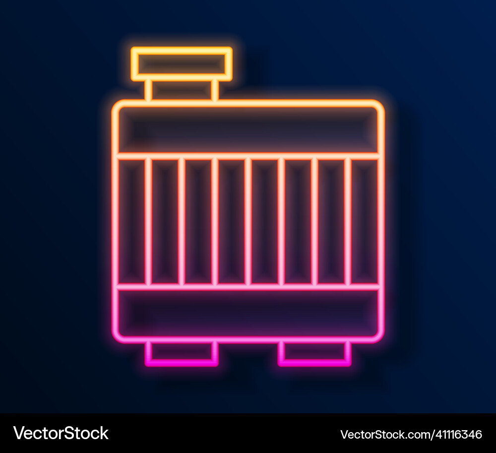 Glowing neon line car radiator cooling system icon