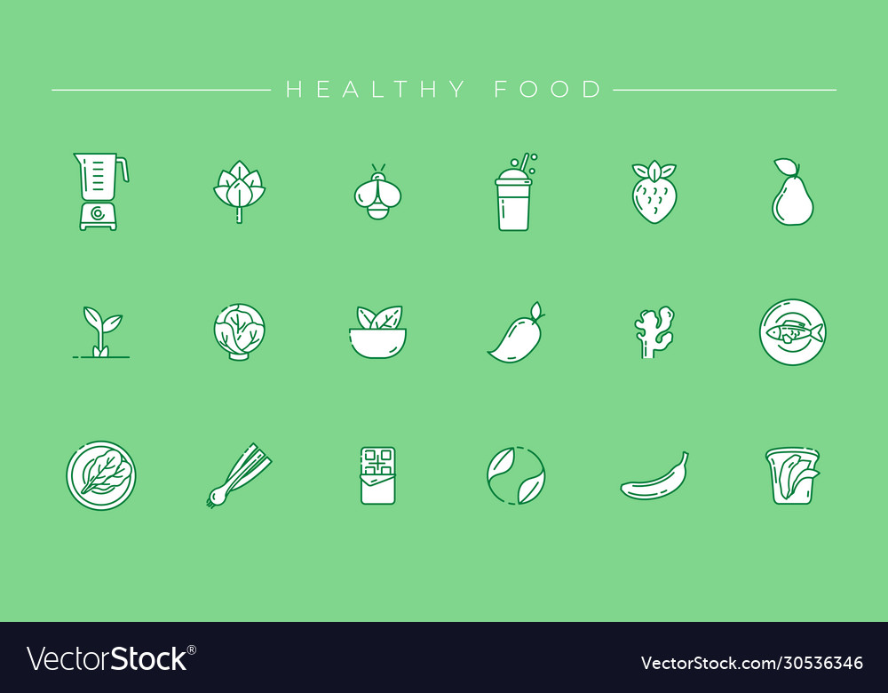 Healthy food concept line style icons set Vector Image