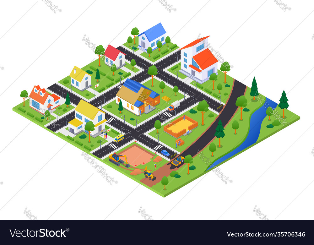 Housing complex under construction Royalty Free Vector Image