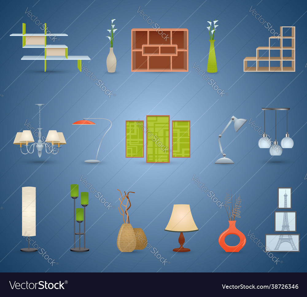 Interior elements set Royalty Free Vector Image