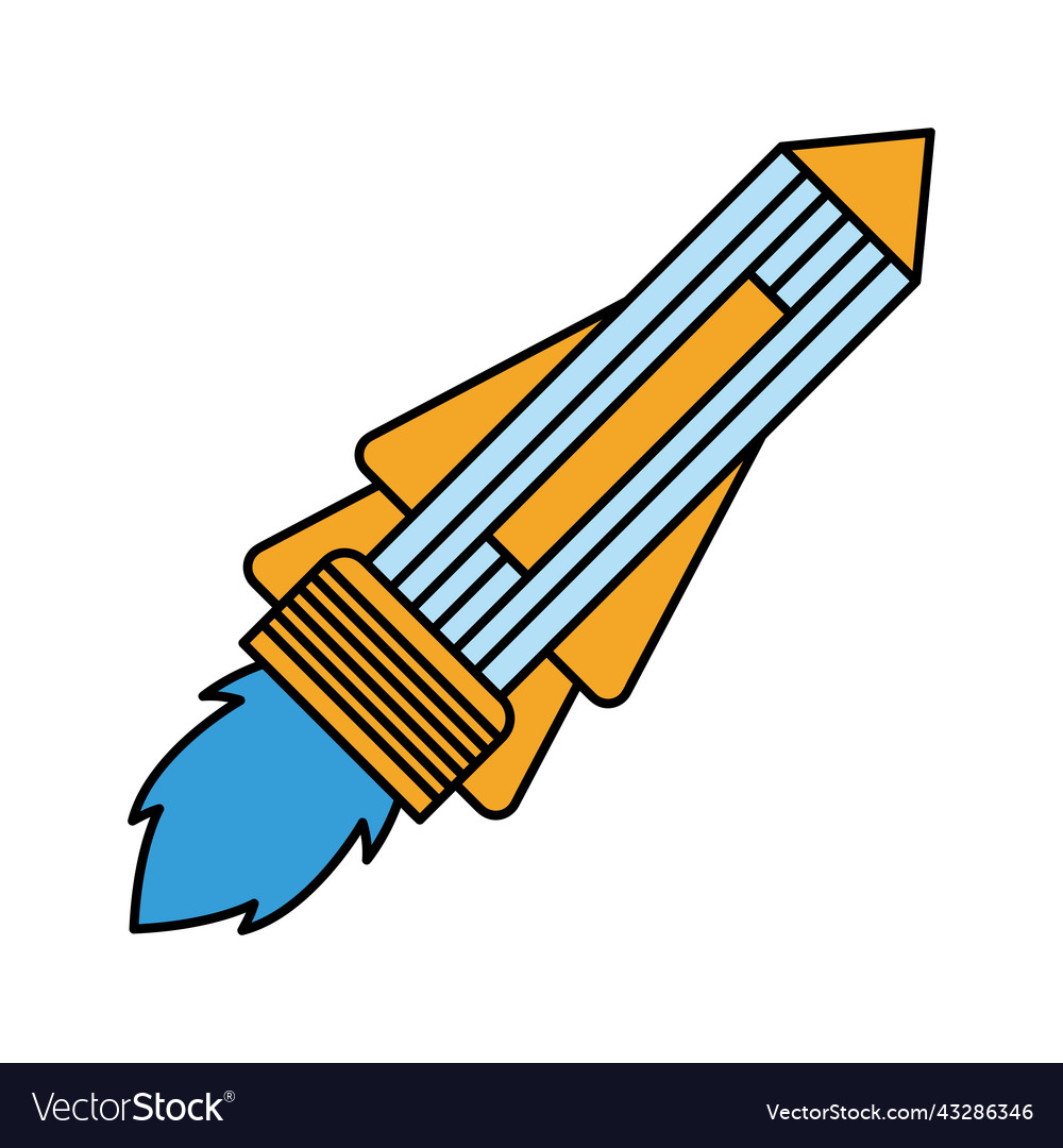 Rocket flying space outer Royalty Free Vector Image