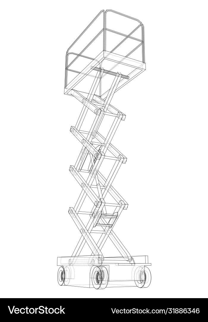 Scissor lift concept outline Royalty Free Vector Image