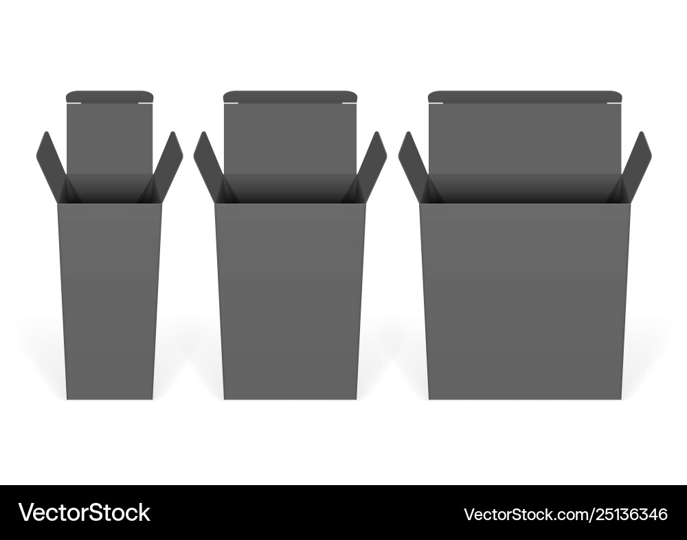 Set black cardboard boxes mockups Royalty Free Vector Image