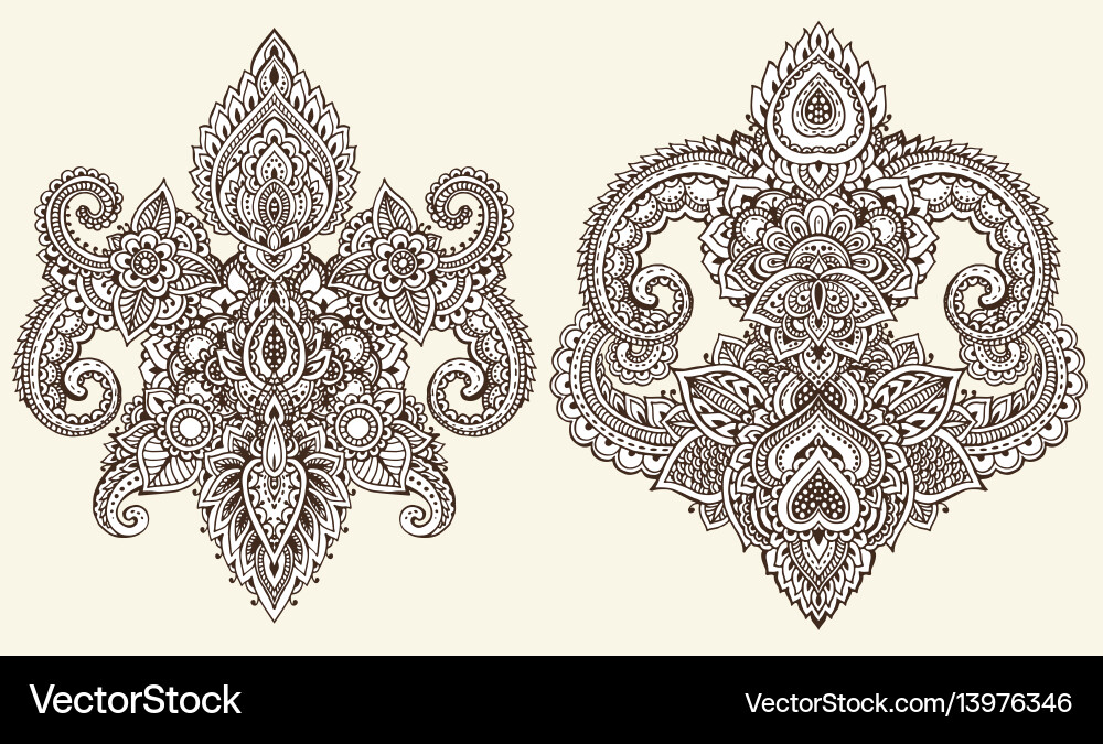 Set of henna floral elements Royalty Free Vector Image