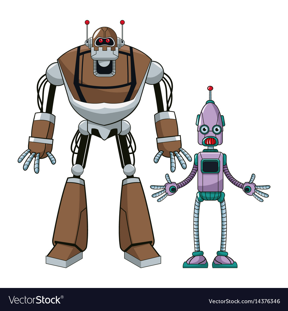 Two robot futuristic technologies Royalty Free Vector Image