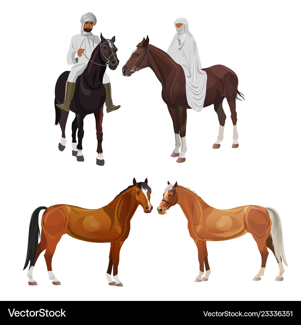 Arabian riders and horses Royalty Free Vector Image
