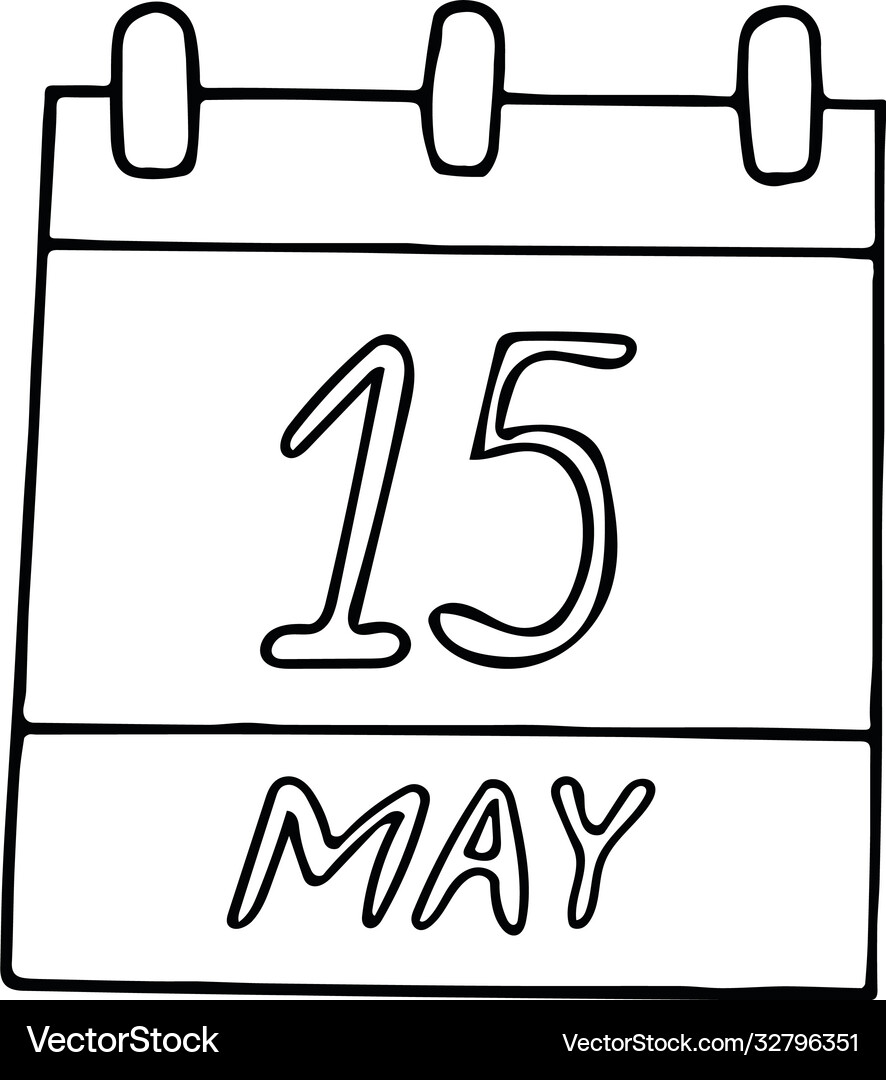 Calendar hand drawn in doodle style may 15 Vector Image