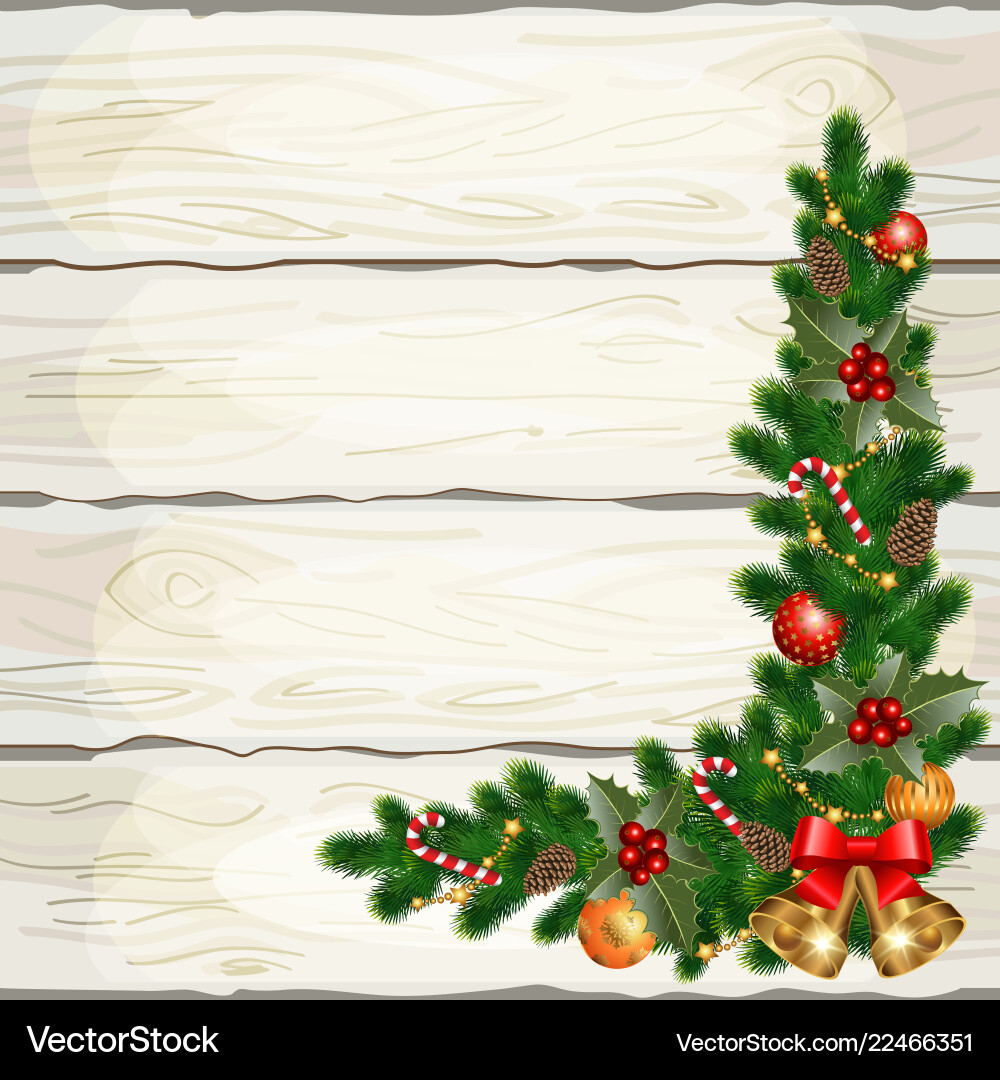 Christmas wooden background Royalty Free Vector Image
