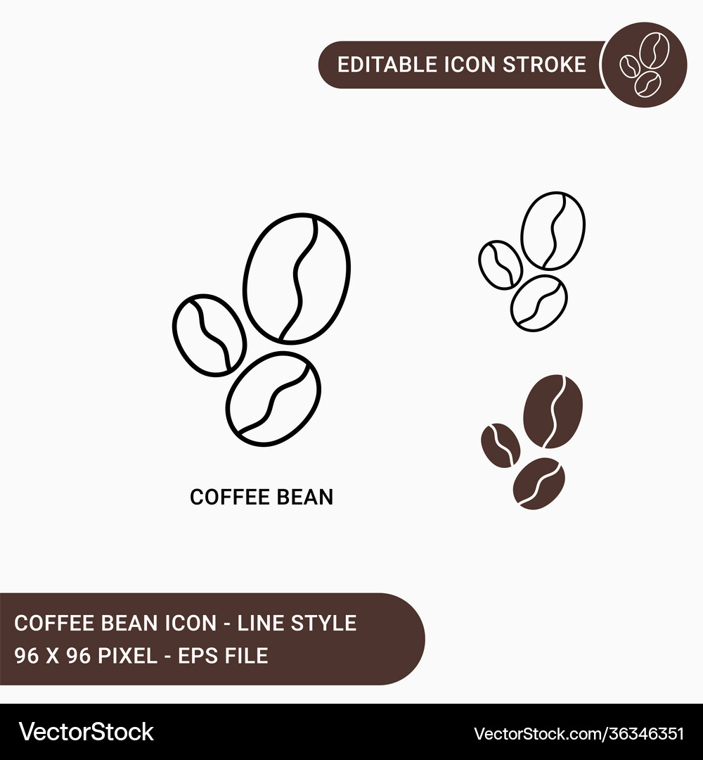 Coffee beans icons set with icon line style Vector Image