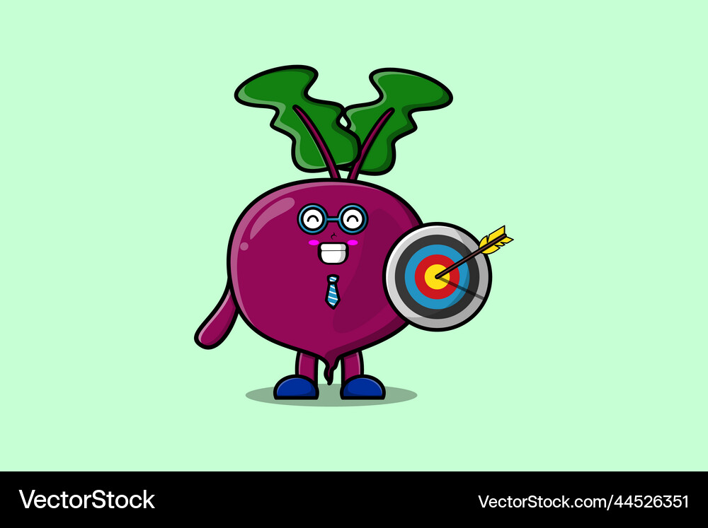 Cute cartoon beetroot businessman holding target Vector Image
