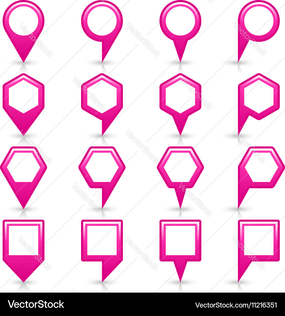 Flat pink color map pin sign location icon Vector Image