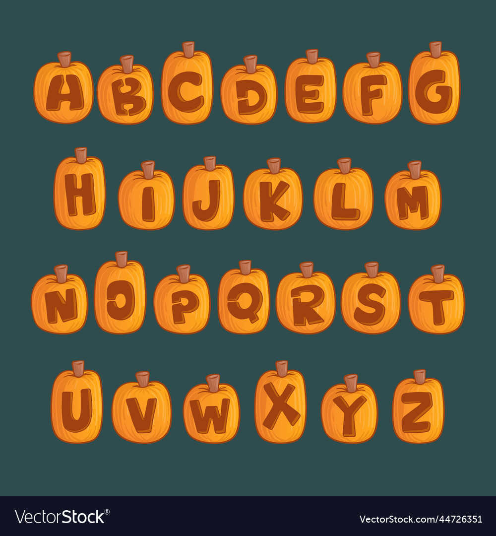 Halloween pumpkin alphabet design Royalty Free Vector Image