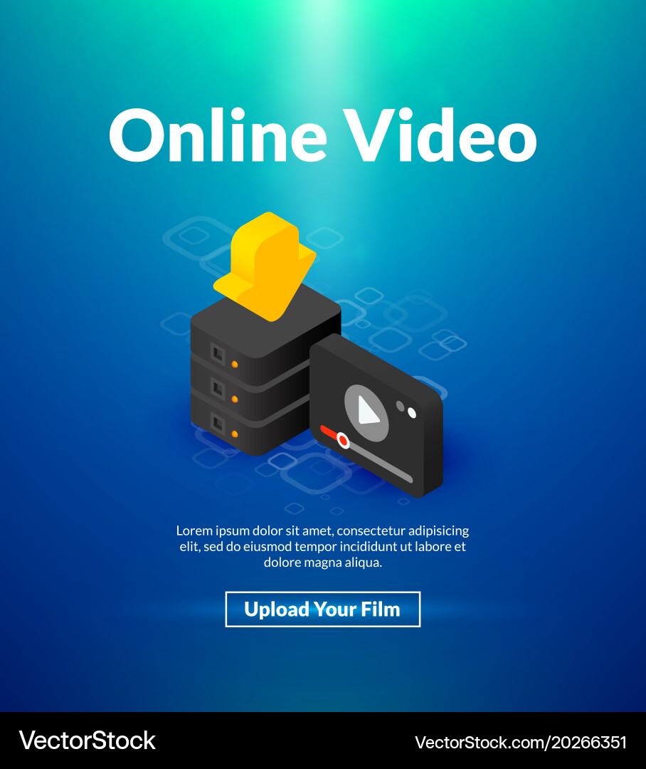 Online video poster isometric color design Vector Image