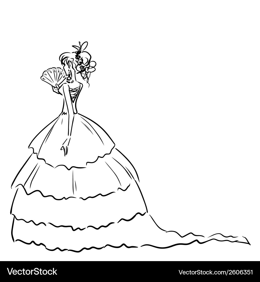 Retro lady in dress Royalty Free Vector Image - VectorStock
