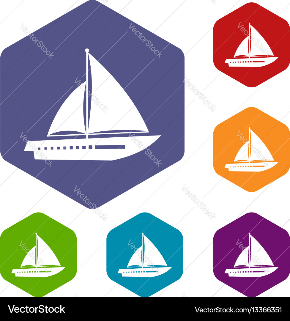 Sailing yacht icons set Royalty Free Vector Image