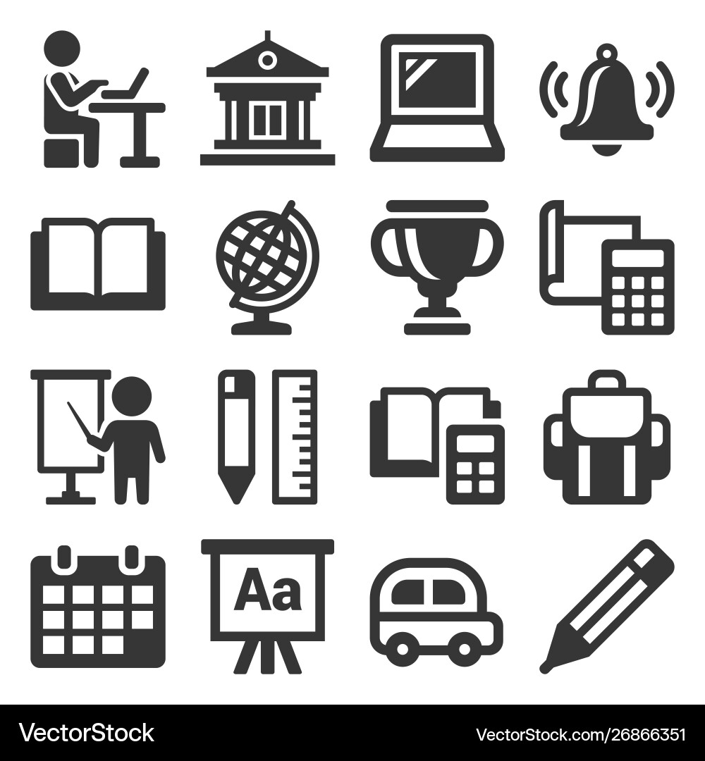 School and education icons set on white background