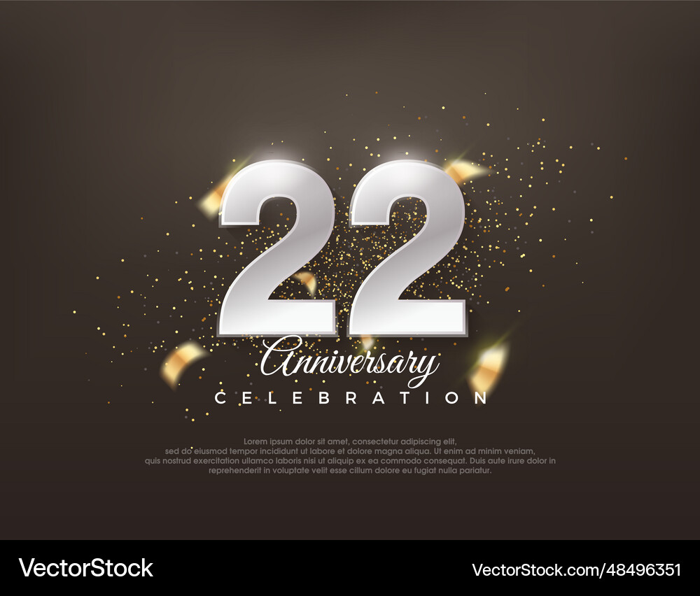 Silver metallic number 22nd luxurious and elegant Vector Image