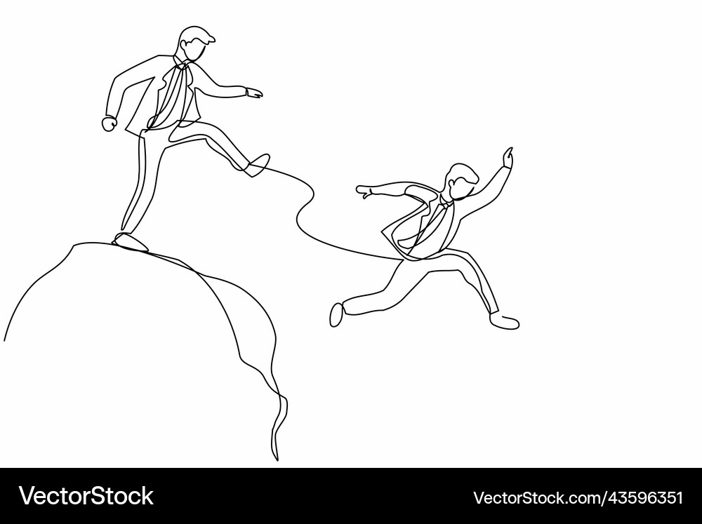 Single one line drawing businessman kick throw Vector Image