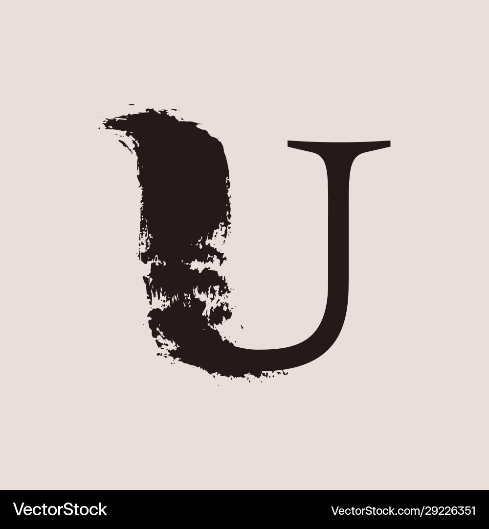 U letter logo custom serif style lettering with Vector Image