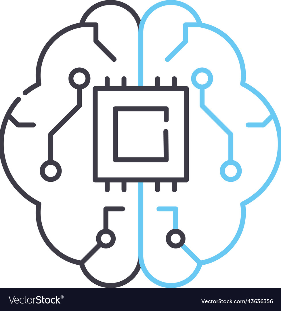 Artificial intelligence brain line icon outline Vector Image