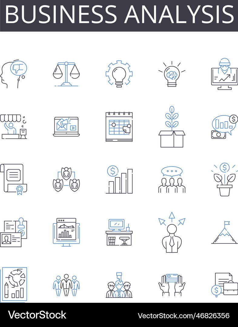 Business analysis line icons collection Royalty Free Vector