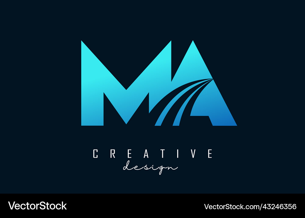 Creative blue letters ma m a logo with leading Vector Image